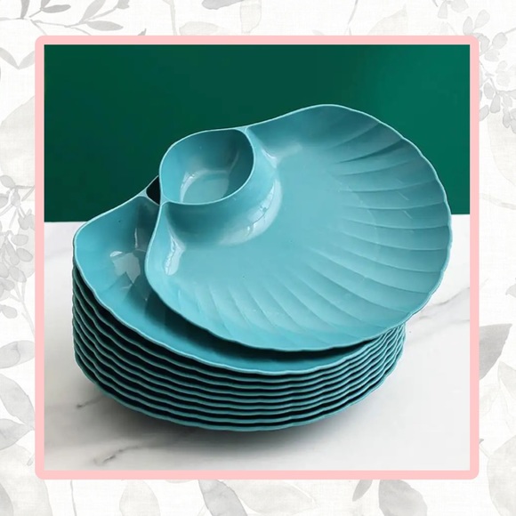 Dining | 8pc Seashell Plates Pool Party Aqua Sauce Dip Plastic Mermaid ...